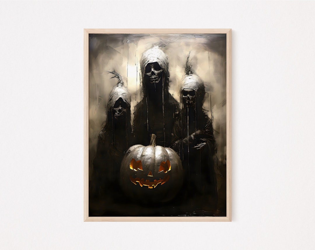 Creepy Halloween Print Bundle, 6 JPEG Wall Art, Halloween Poster Set ...