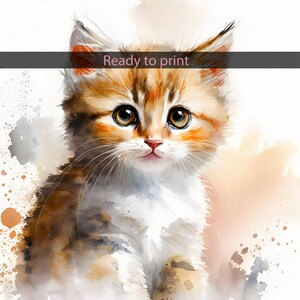Cute Kitten Clipart Bundle, Watercolor Animal Clipart, Digital ...