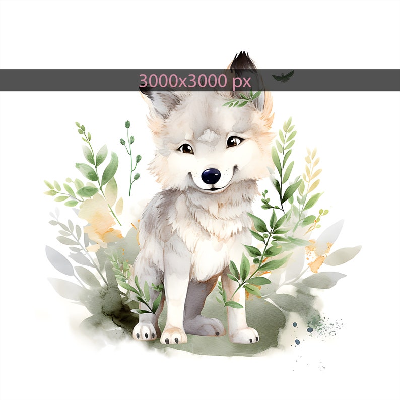 Wolf Illustrations Bundle, Watercolor Animal Clipart, Digital Downloads ...