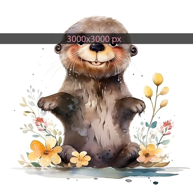 Sea Otters Illustrations Bundle, Watercolor Animal Clipart, Digital ...