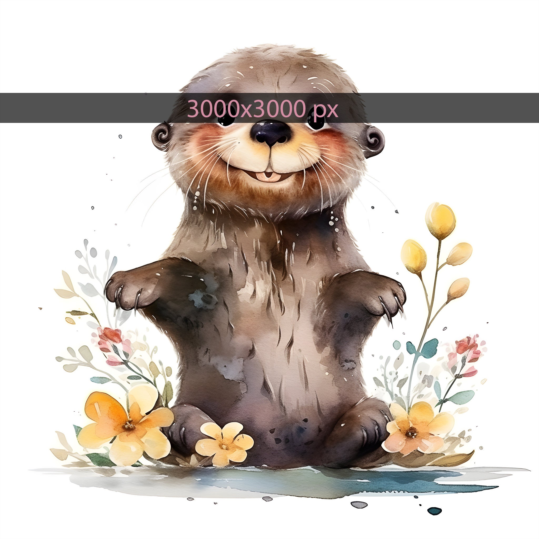 Sea Otters Illustrations Bundle, Watercolor Animal Clipart, Digital ...