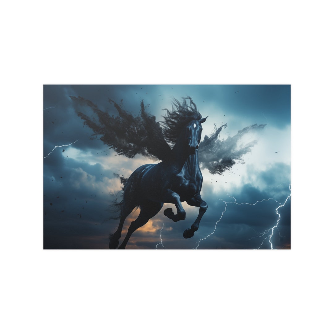 Shadow Wing Pegasus Satin Poster - Etsy
