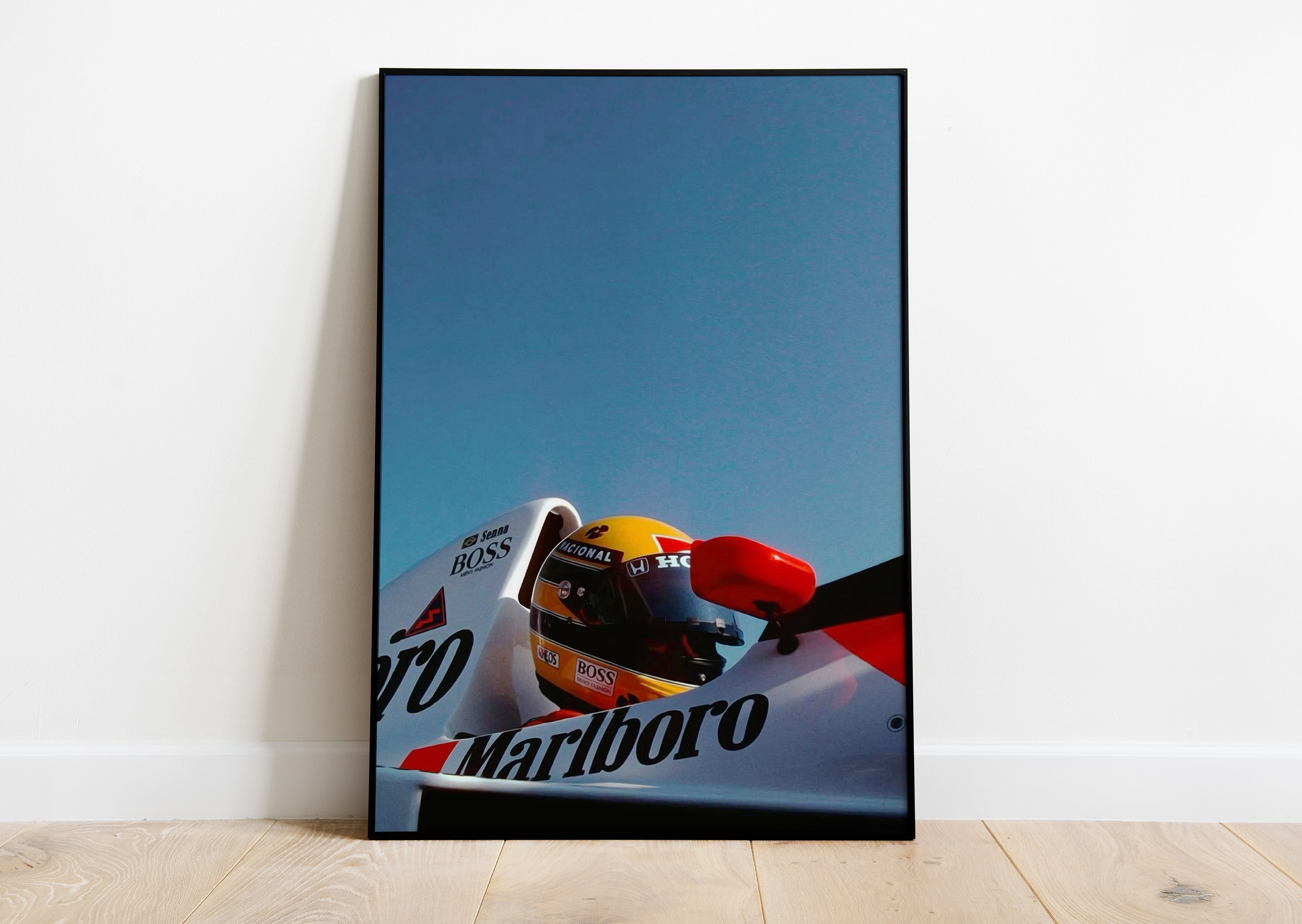 Vintage Senna Ferrari F1 Wall Art Poster Print: Retro Oil Painting ...