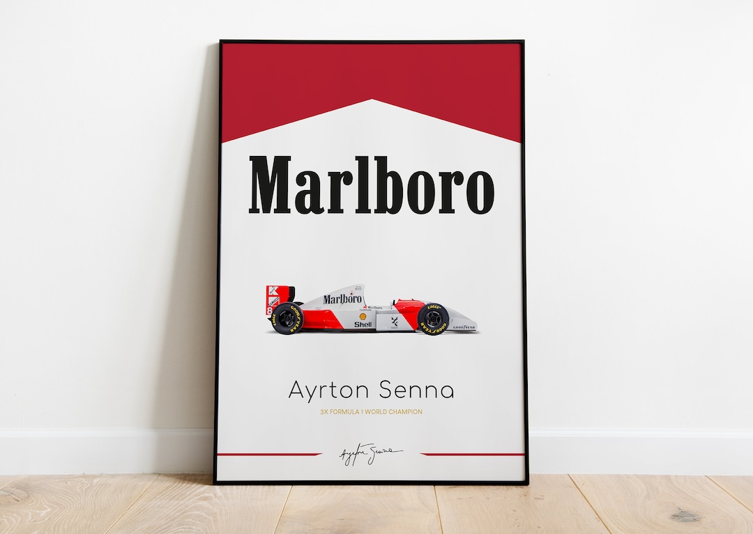 Ayrton Senna F1 Car Marlboro Poster Print | Mclaren F1 Wall Art ...