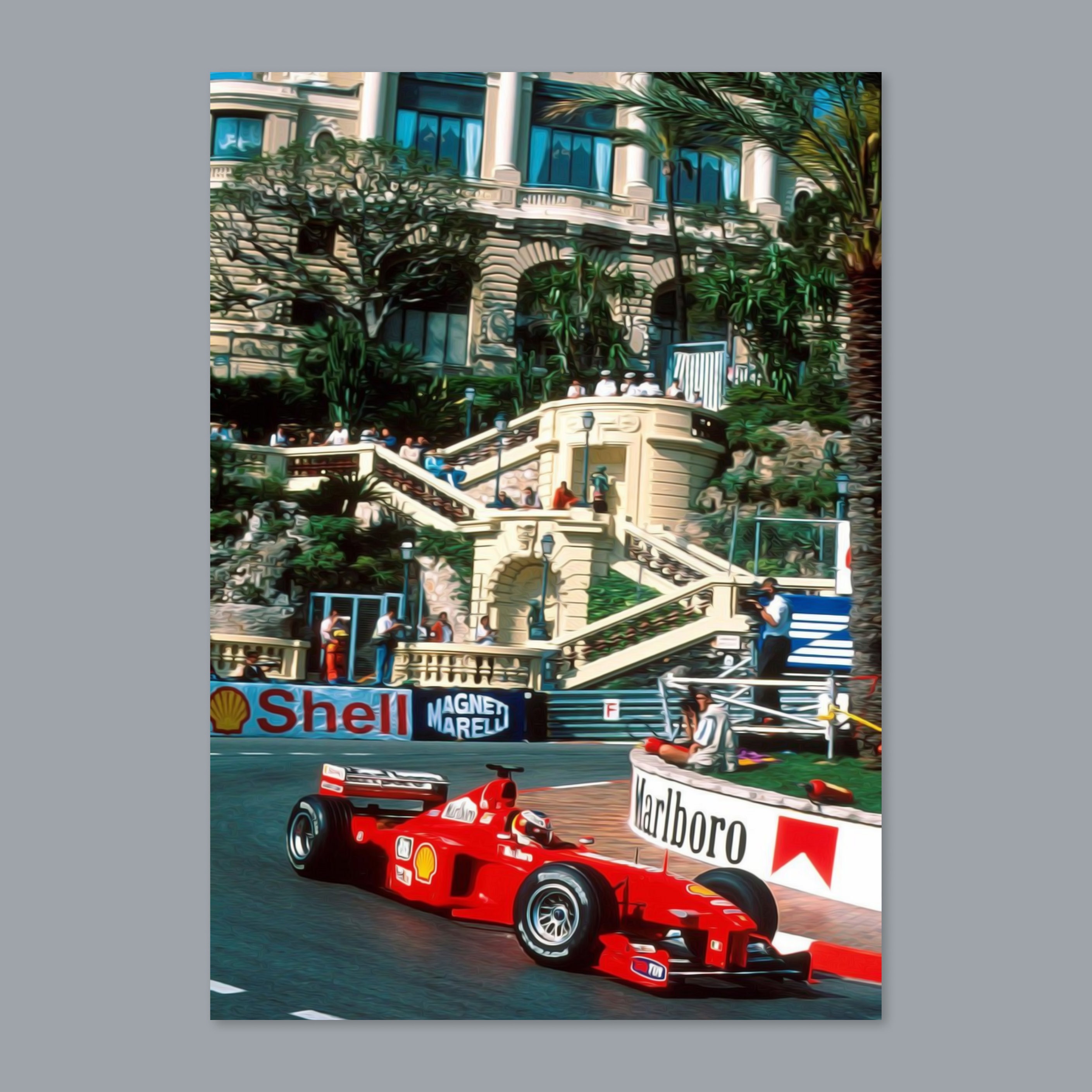 Vintage Monaco Ferrari F1 Wall Art Poster Print: Retro Oil Painting ...