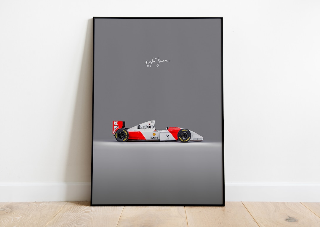 Ayrton Senna F1 Car Marlboro Signature Poster Print | Mclaren F1 Wall ...