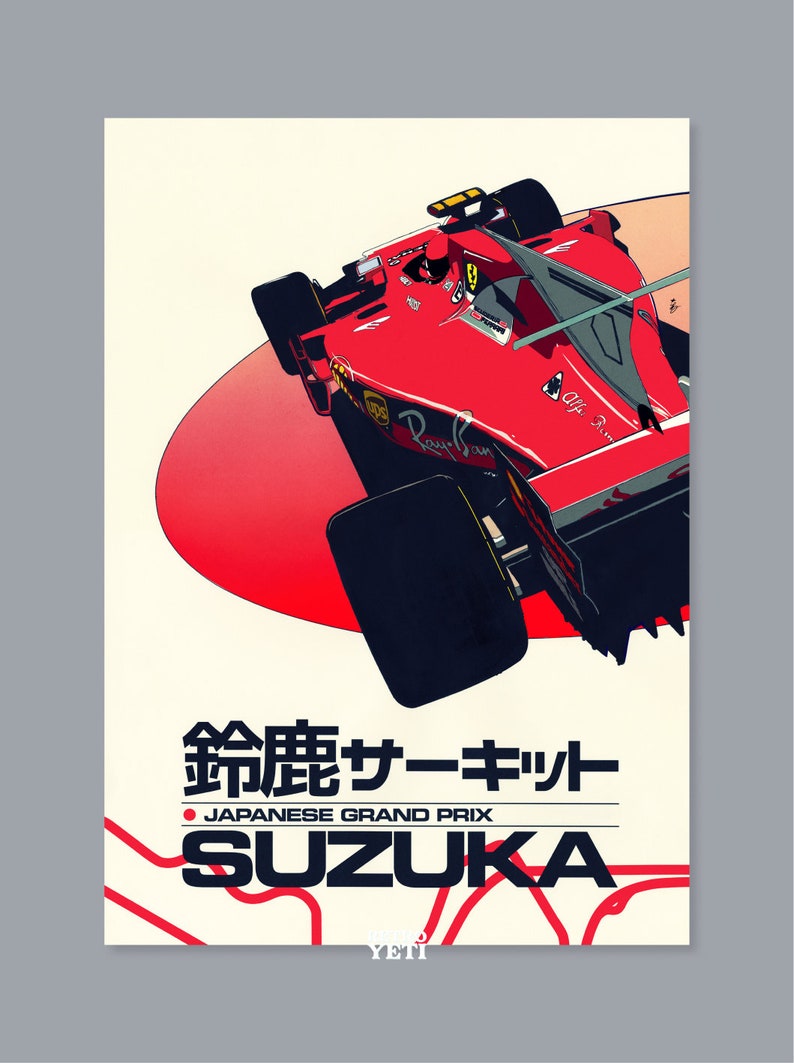 Vintage Ferrari F1 Suzuka Japanese Grand Prix Wall Art Poster Print ...