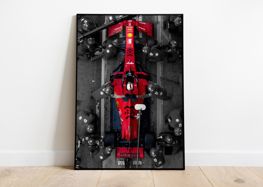 Ferrari F1 Wall Art in Pits Poster Print: Stylized Decor for Car and ...