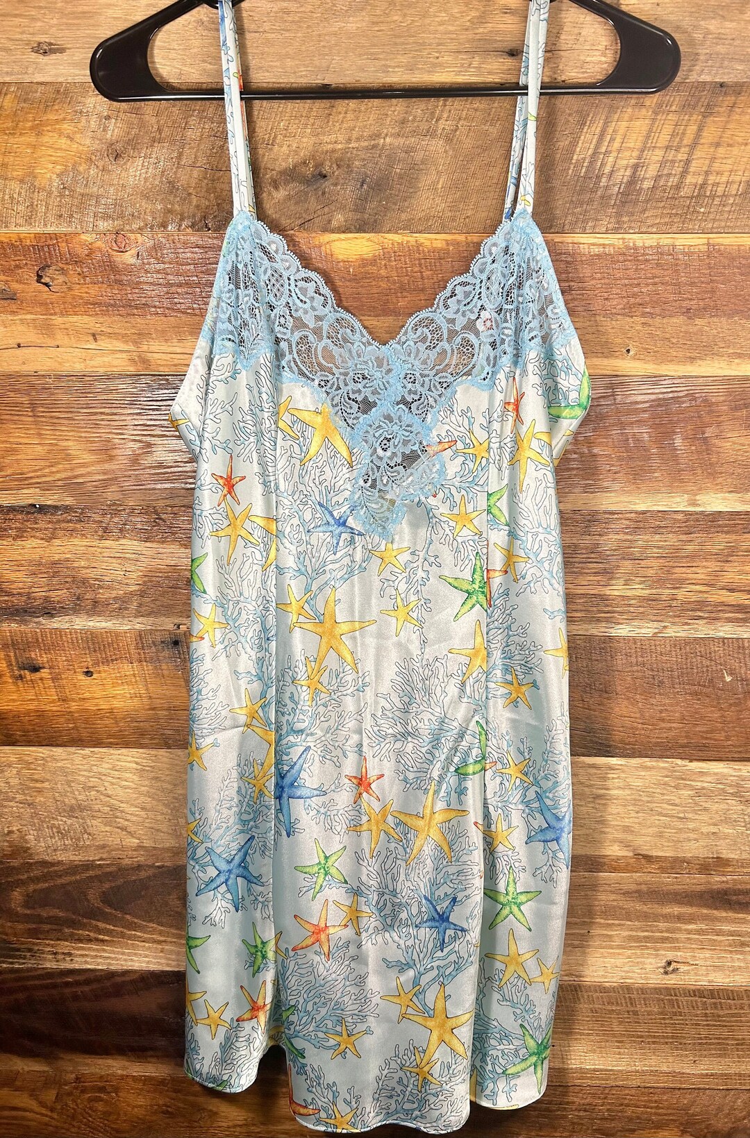 Vintage Victoria Secret Light Blue Starfish Slip Size Medium - Etsy
