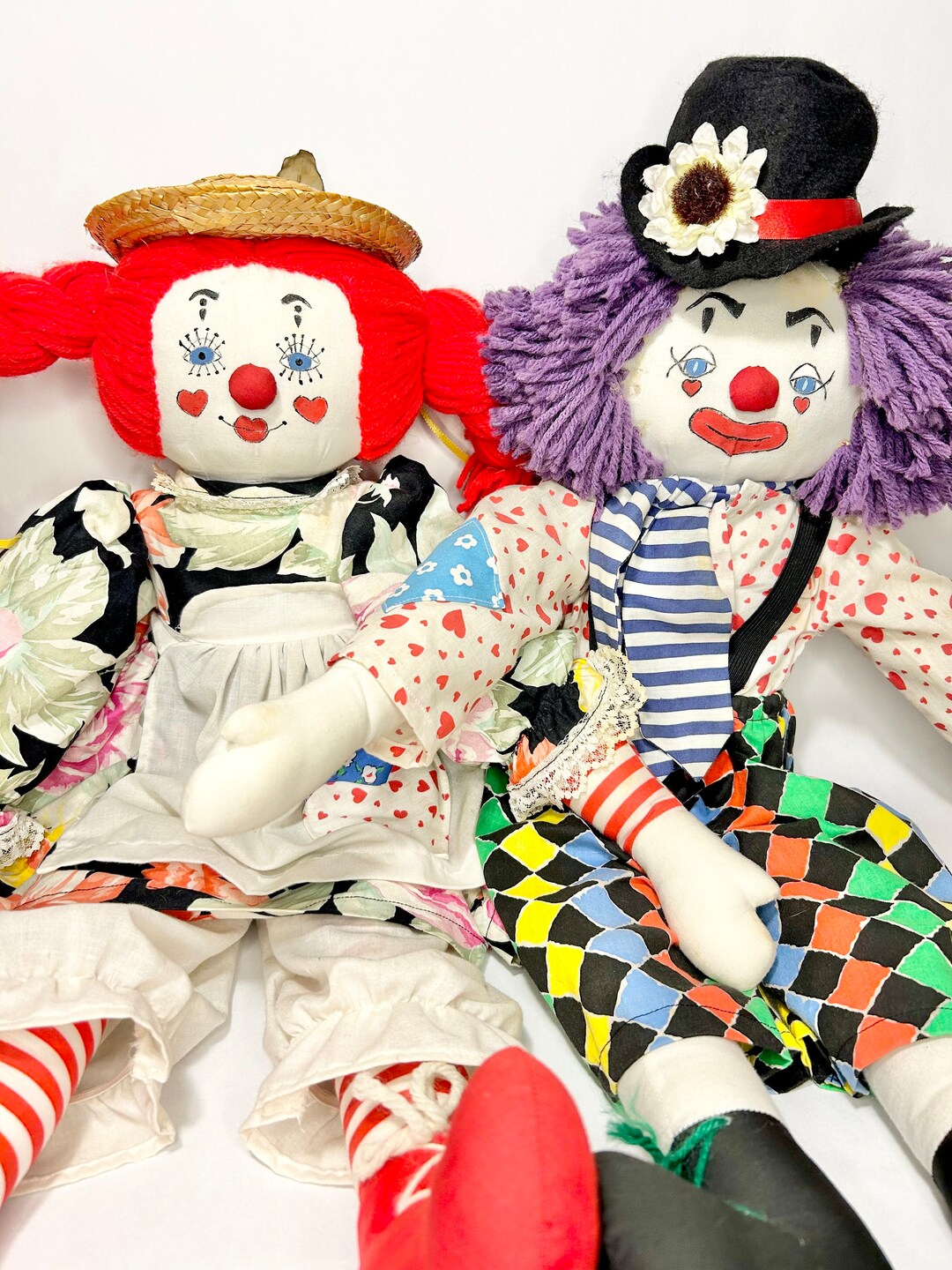 Pair of Large Vintage Plush Clown Dolls - Etsy