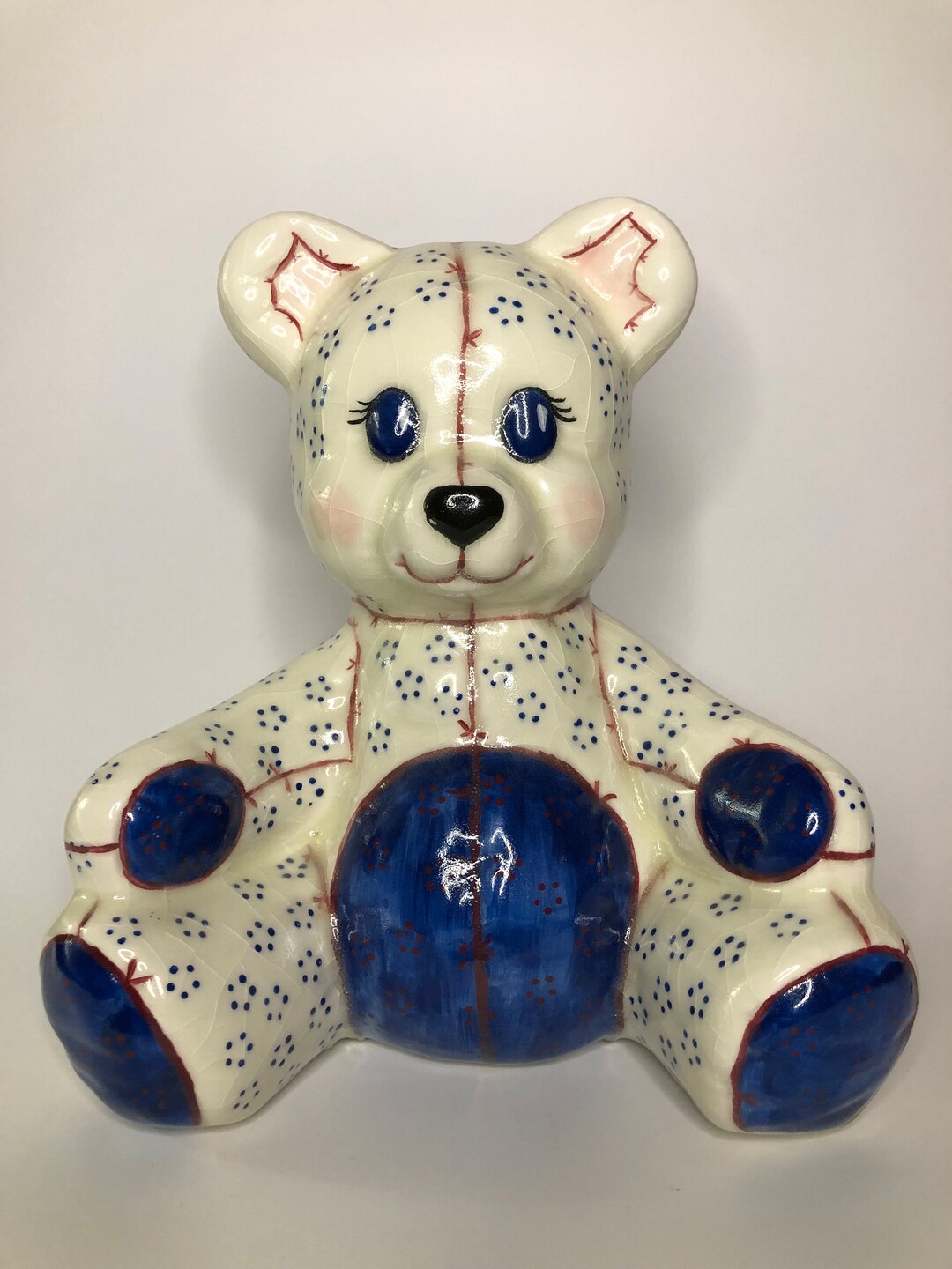 Vintage Ceramic Teddy Bear Figure - Etsy