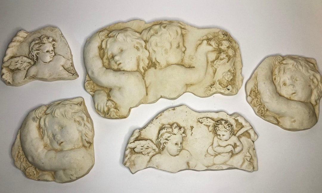 Vintage 5 Pc. Ceramic Cherub Wall Plaques Hen-feathers & Company - Etsy
