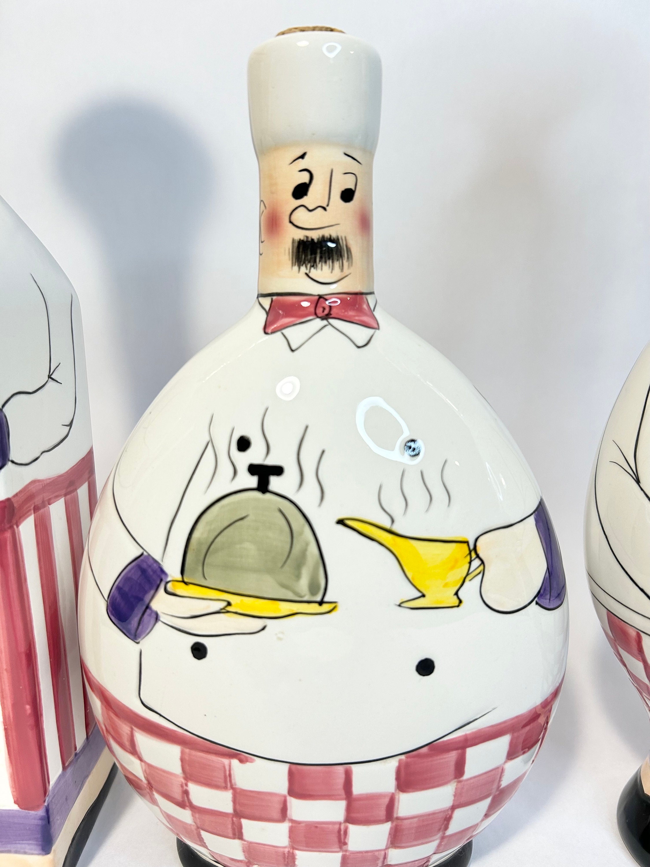 Vintage Set of 3 Trisa Ceramic Chef Figurine Bottles - Etsy