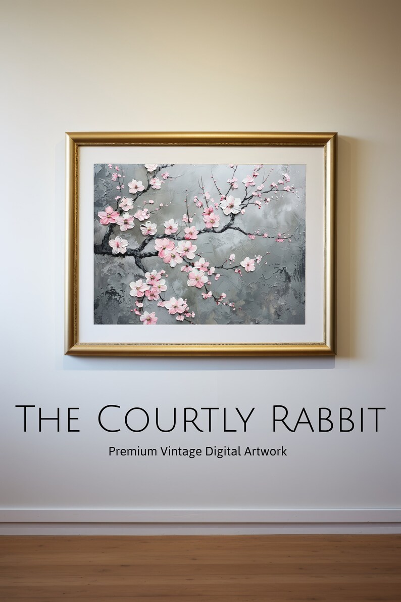 Japanese Cherry Blossom Tree: Digital Wall Art of Acrylic Painting ...