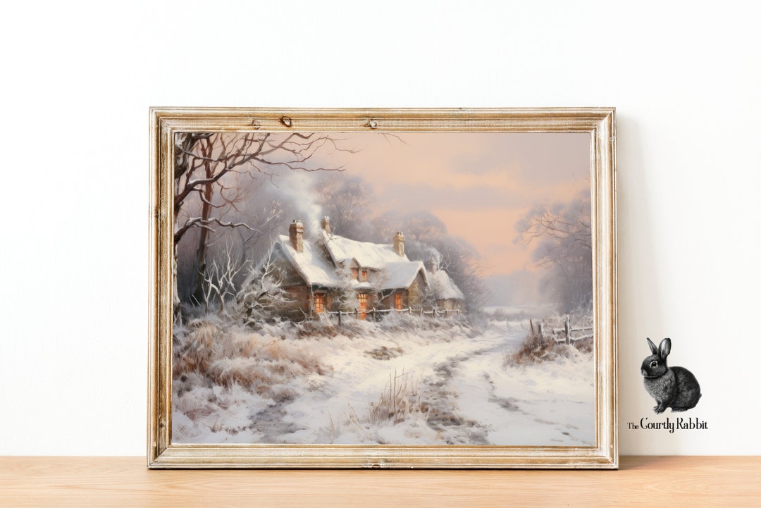 Winter Wonderland Cottage: Wall Art for Warm & Cozy Ambiance - Digital ...