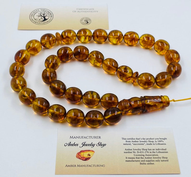 Islamic Muslim Prayer Amber 33 Beads 65g Natural Baltic Amber Rosary ...