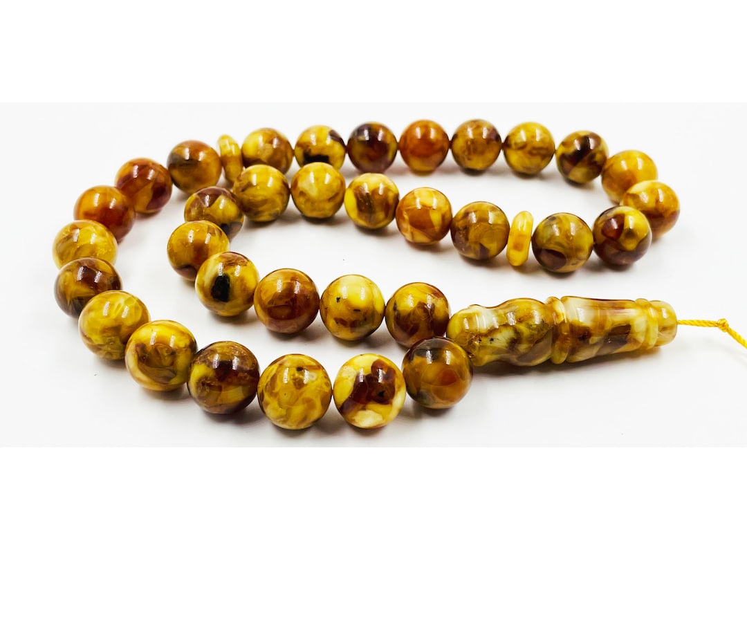 Islamic Muslim Prayer Amber 33 Beads Natural Baltic Amber Rosary Tasbih ...