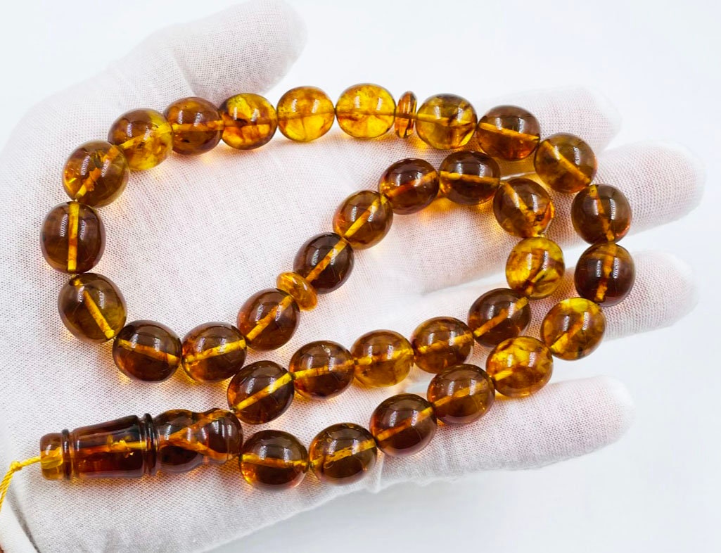 Islamic Muslim Prayer Amber 33 Beads 65g Natural Baltic Amber Rosary ...
