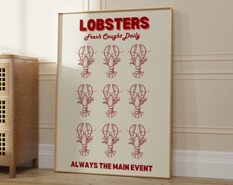 Lobster Poster, Lobster Art Print, Kitchen Poster Print, Lobster ...