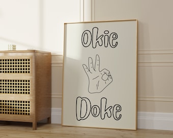 Okie Doke Print Mid Century Print Aesthetic Wall Art Trendy Pink Print ...