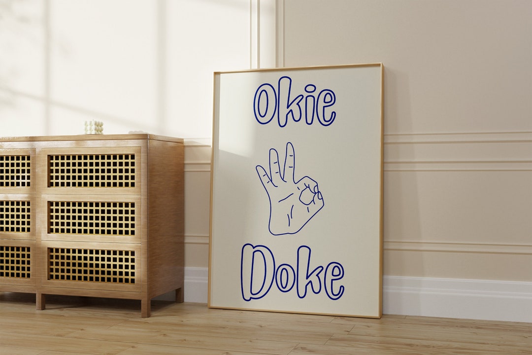 Okie Doke Print - Mid Century Print - Aesthetic Wall Art - Blue Trendy ...