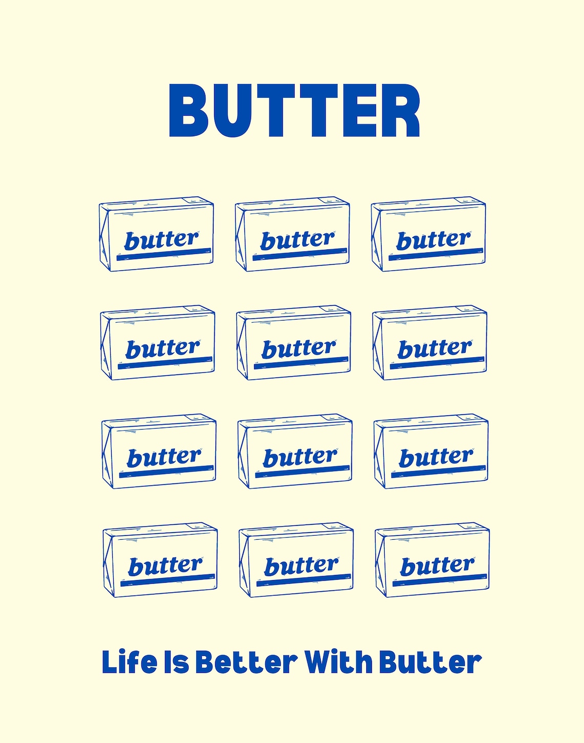 Butter Art Print Cute Food Illustration Funny Food Print - Etsy
