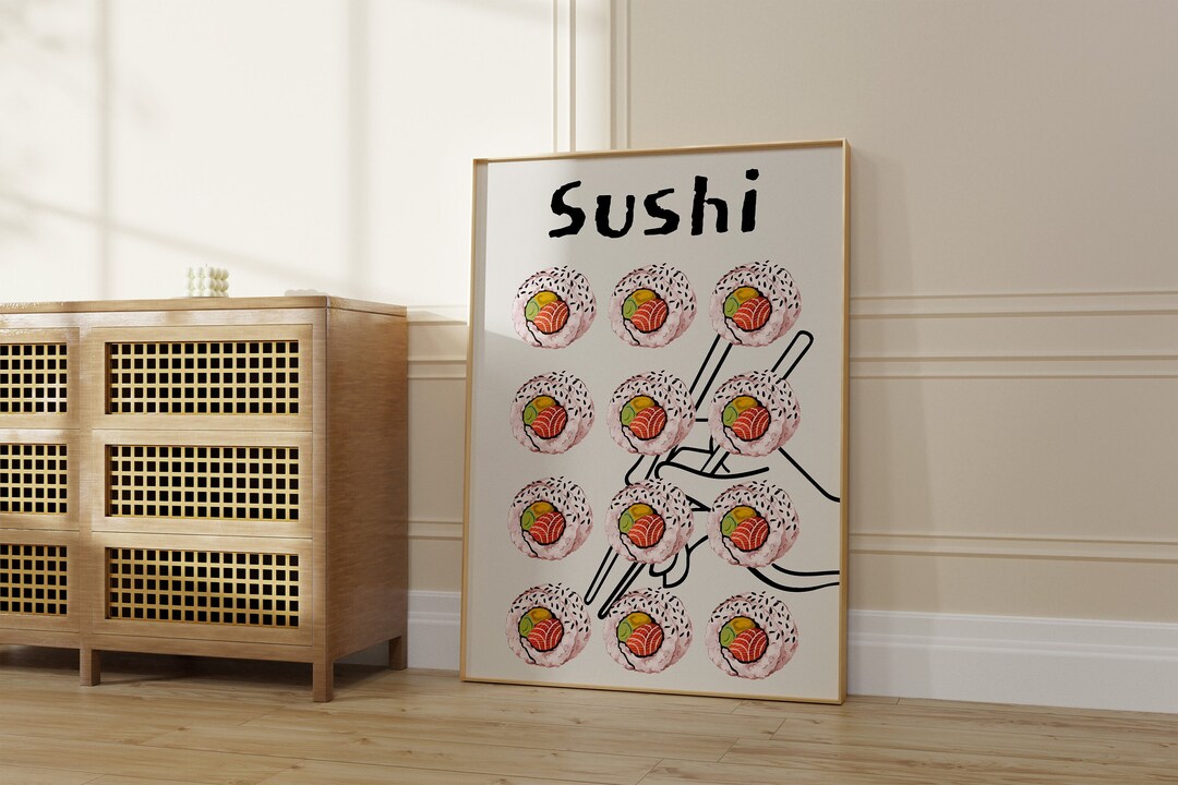 Sushi Poster, Japanese Cuisine, Maki Sushi Print, Sushi Lover Gift ...