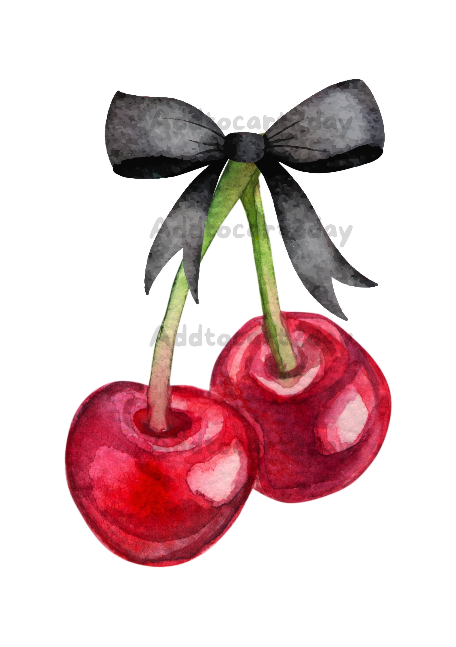 Cherry Bow Png, Watercolor Cherry Bow Png, Cherry Bow Svg, Cherry Svg ...