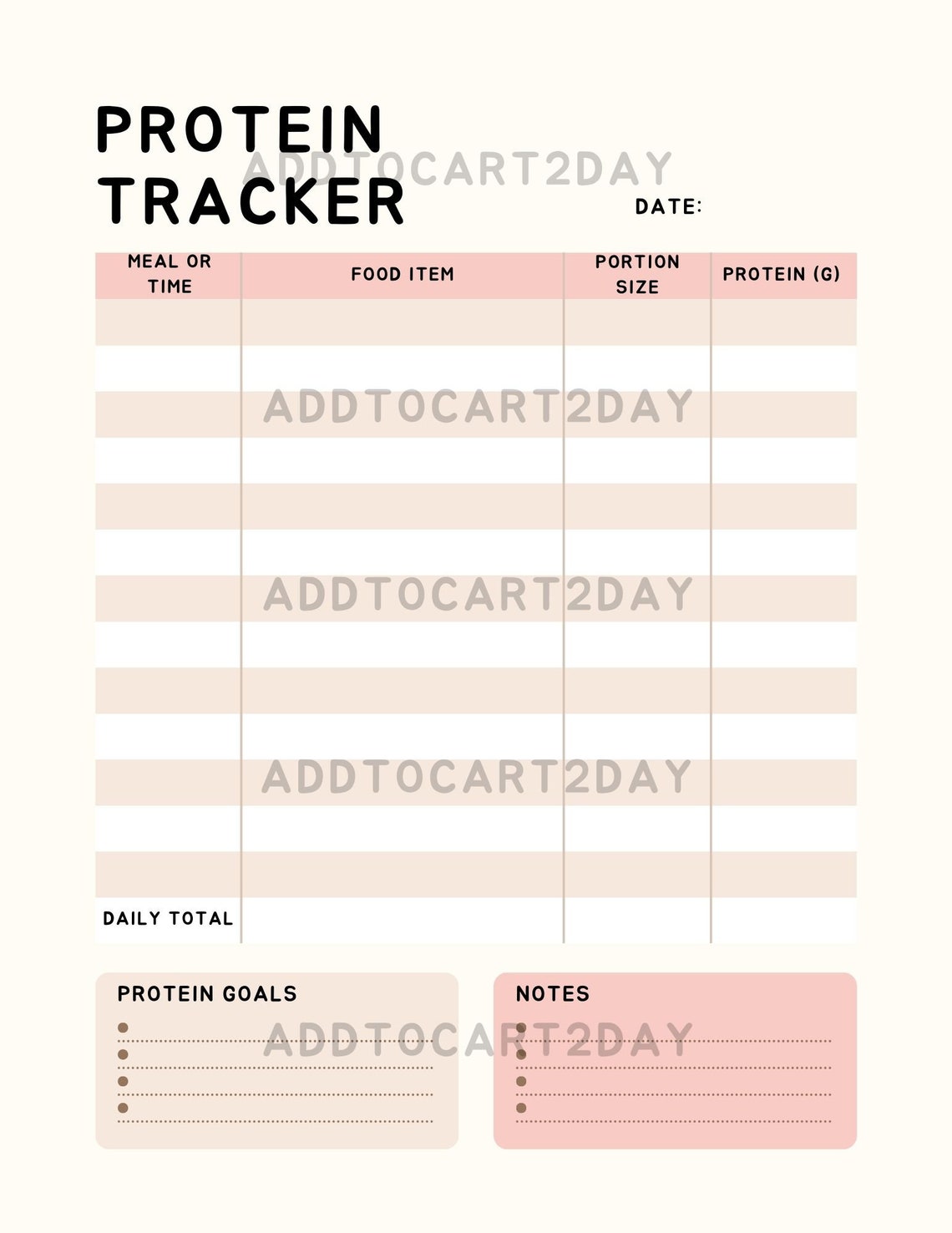 Protein Tracker and Reference Guide, Protein Tracker Printable, Protein ...