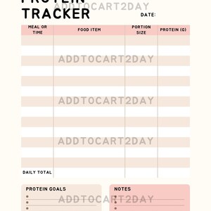 Protein Tracker and Reference Guide, Protein Tracker Printable, Protein ...