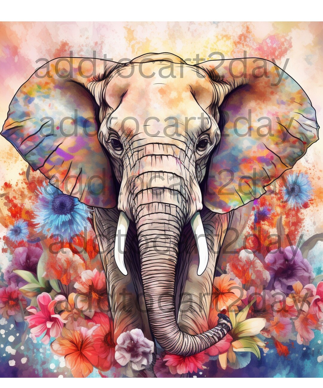 Floral Elephant Svg, Elephant Svg, Colorful Svg, Elephant With Flower ...
