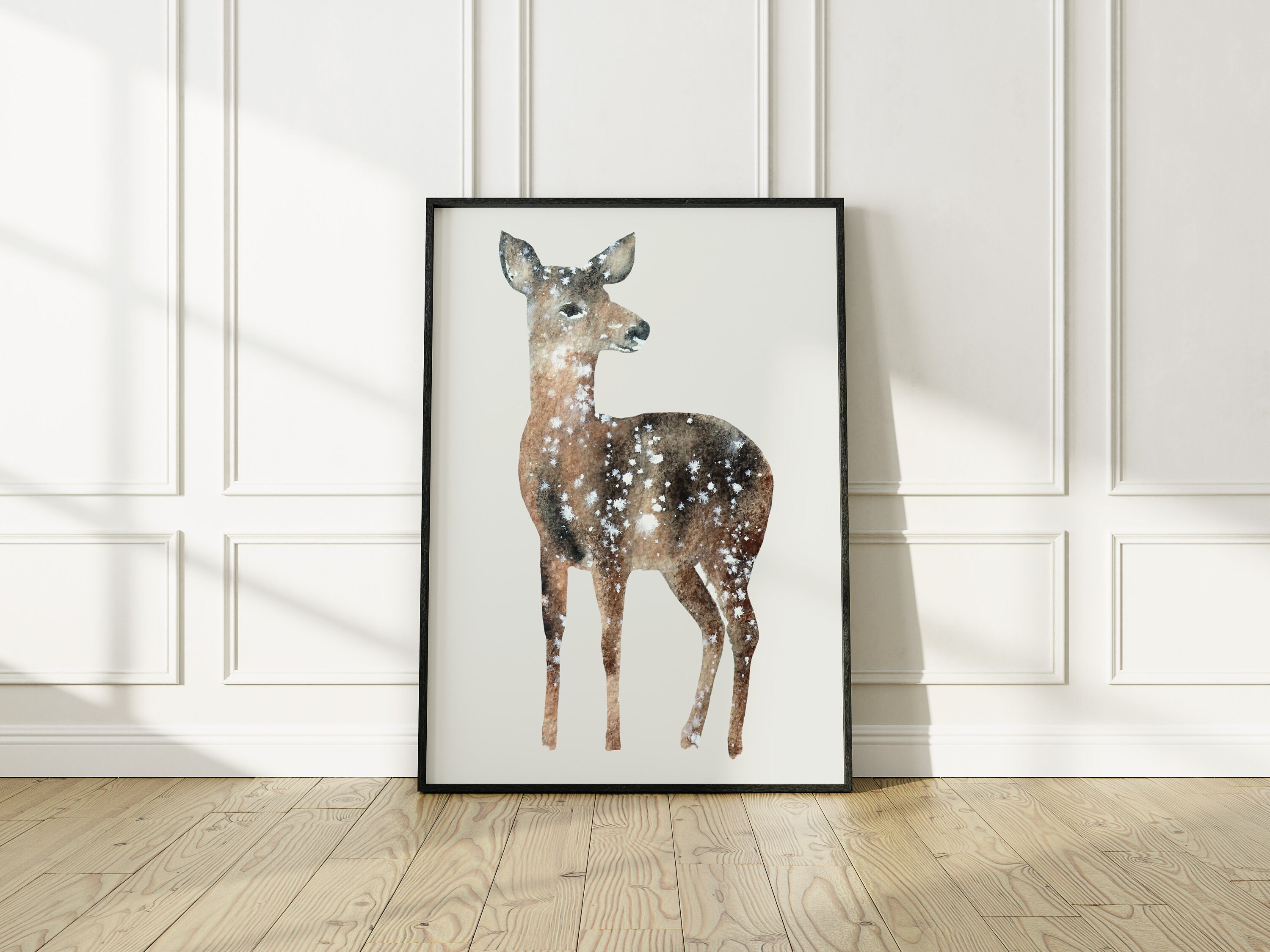 PRINTABLE Christmas Reindeer Vintage Print, Snowy Woods Farmhouse Xmas ...
