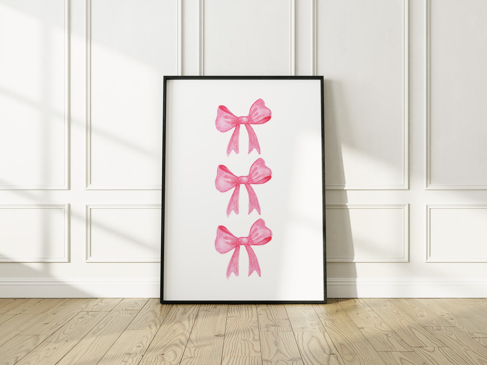 Three Pink Bows Print, Digital Download, Grandmillennial Wall Art ...