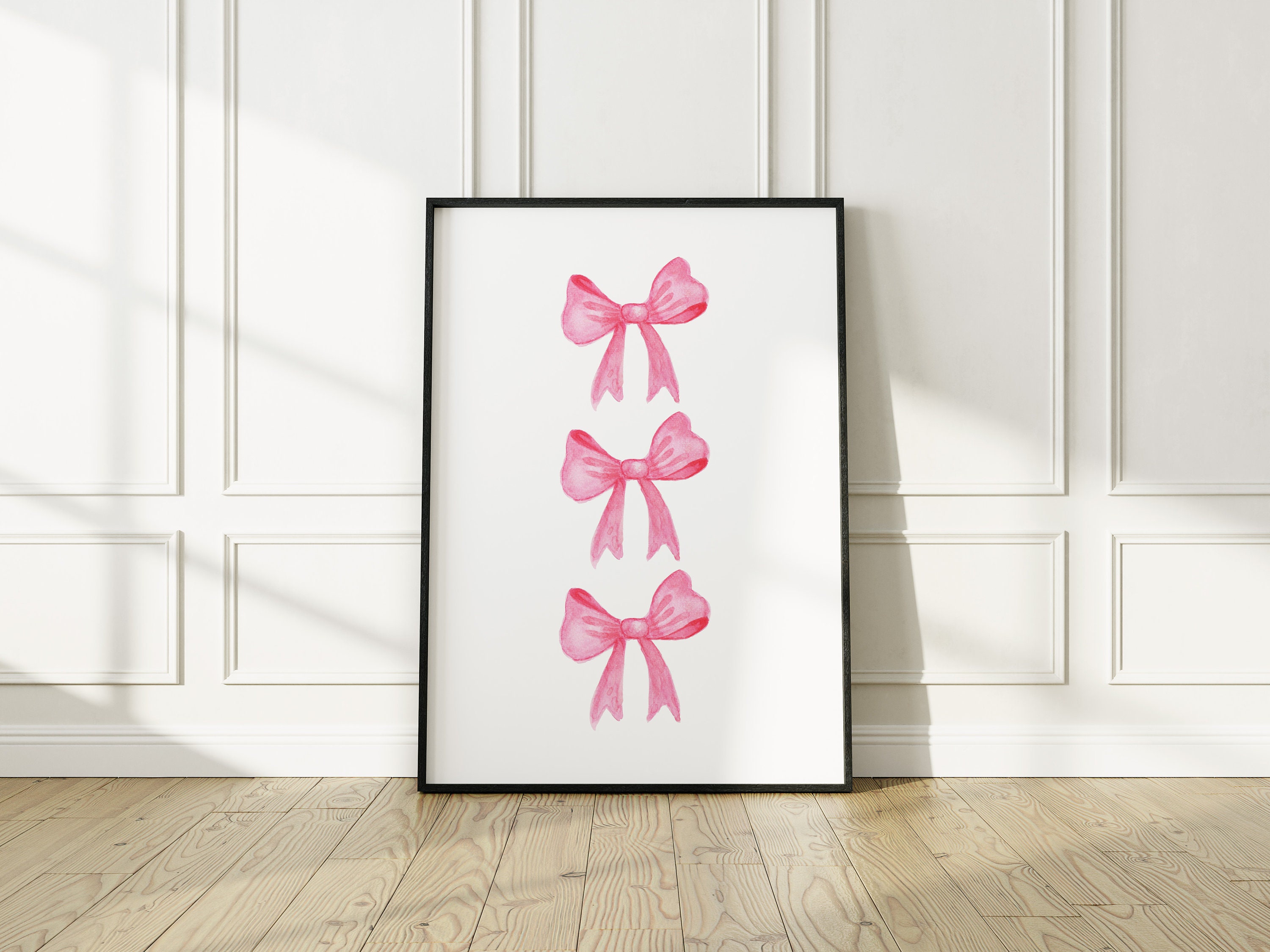 Three Pink Bows Print Digital Download Grandmillennial Wall - Etsy