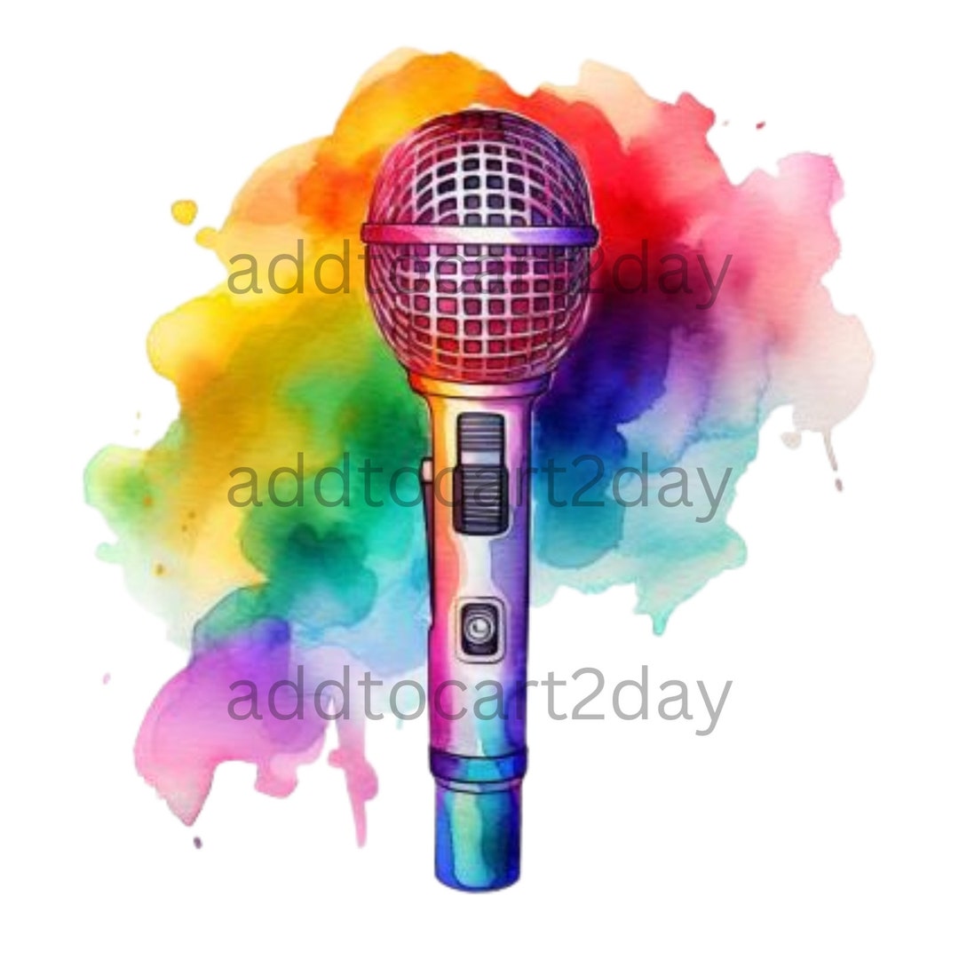 Colorful Microphone Svg, Watercolor Microphone Png, Microphone Svg ...