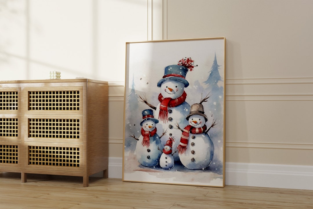 Snowman Print, PRINTABLE Christmas Snowman Vintage Print, Snowman ...