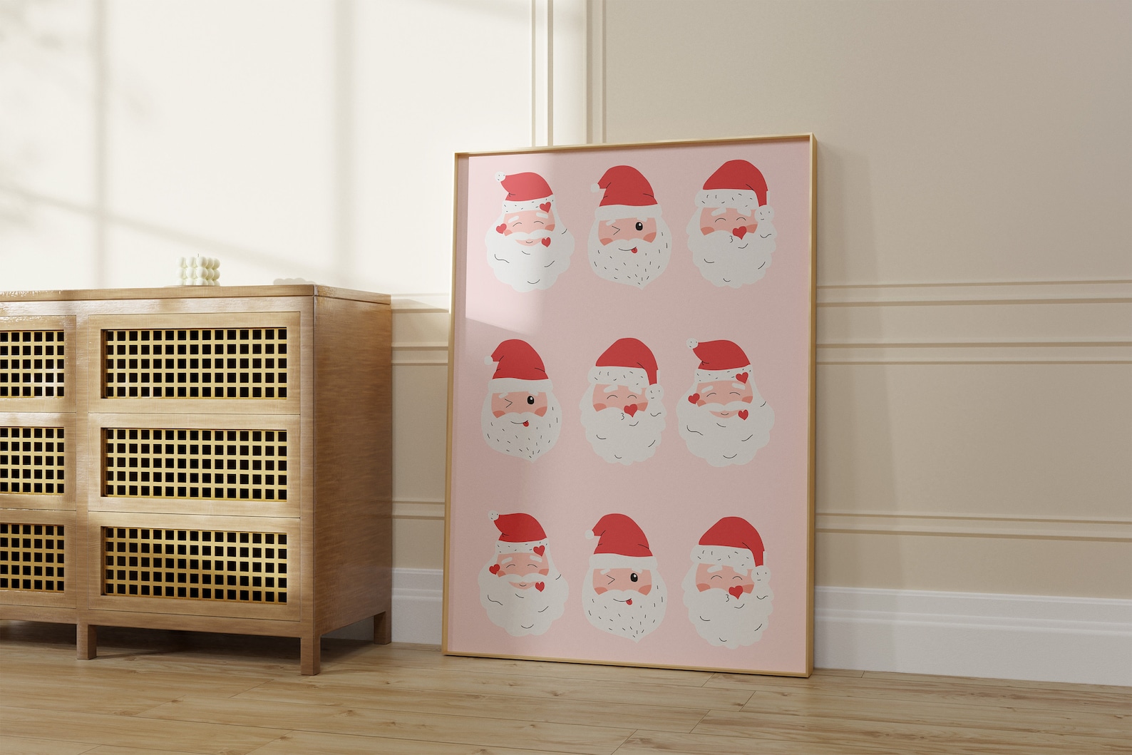Pink Christmas Printable Wall Art, Pink Santa, Girly Christmas, Pastel ...