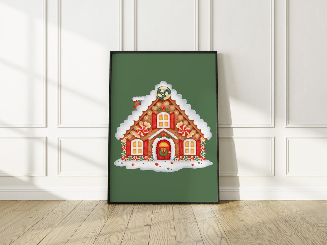 Gingerbread House Wall Art, Simple Christmas Art, Christmas Decor ...