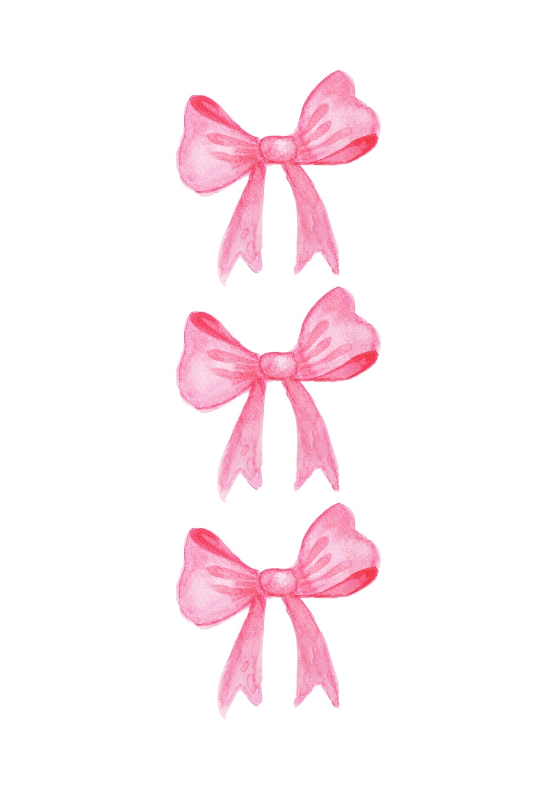 Three Pink Bows Print Digital Download Grandmillennial Wall - Etsy