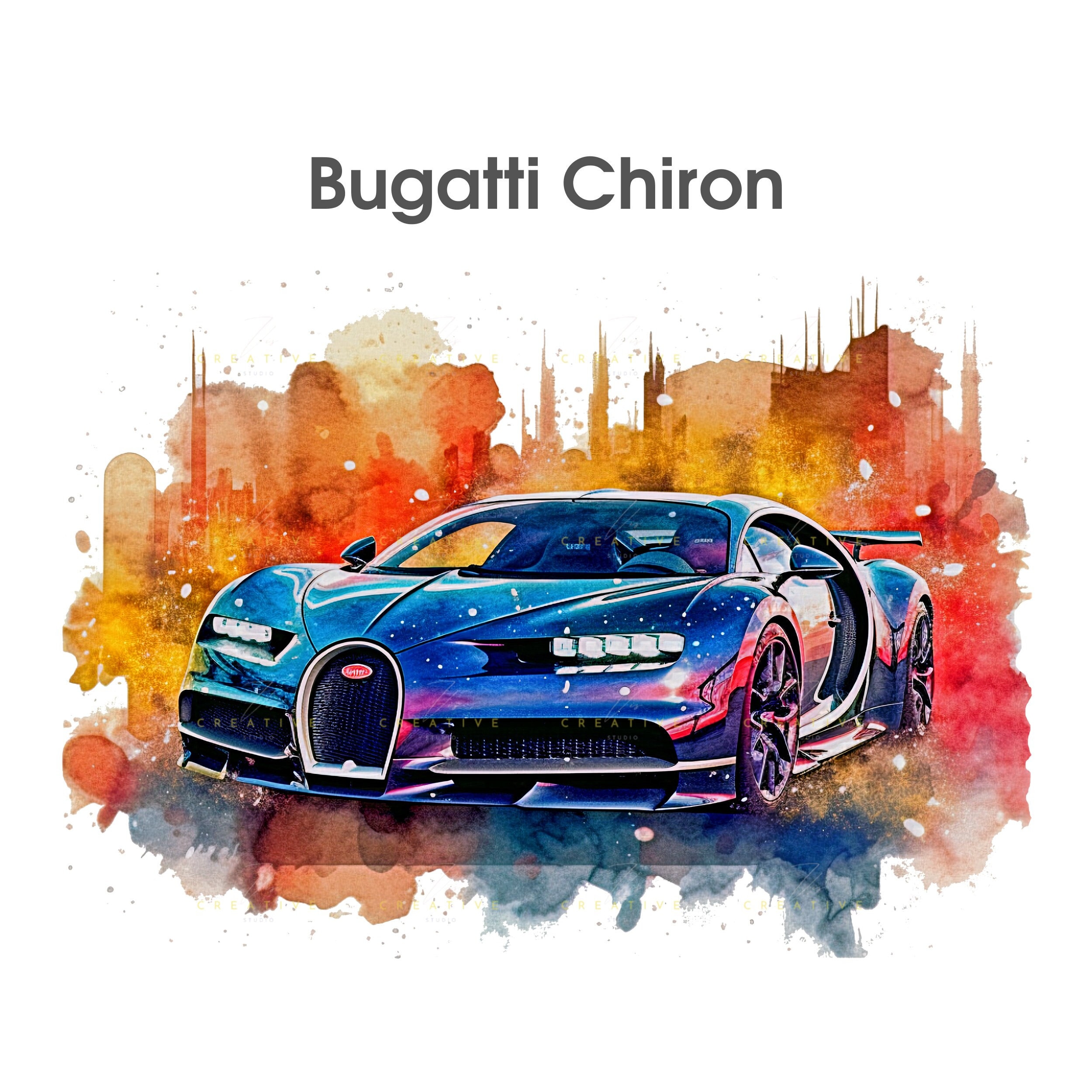 Bugatti Chiron Car Clipart 8 High Quality Pngs Watercolor - Etsy