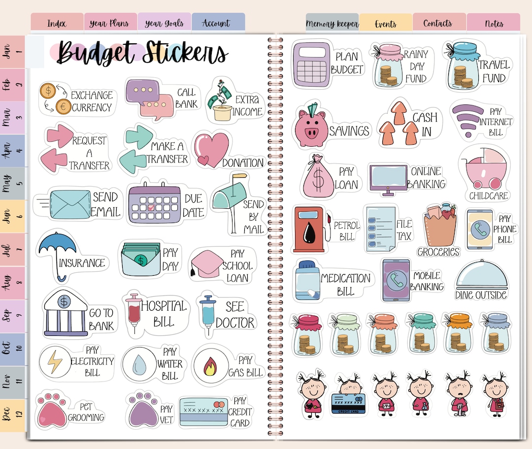 Budget Goodnotes Stickers, Financial Stickers, Budget Digital Stickers ...