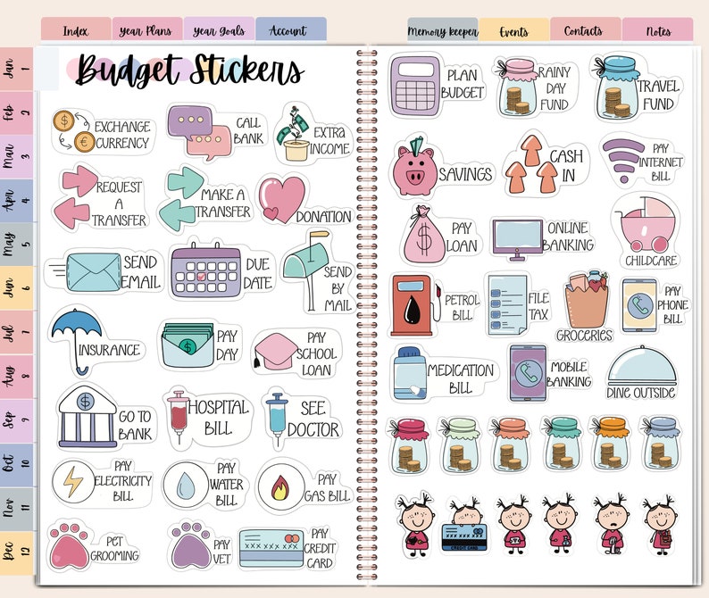 Budget Goodnotes Stickers, Financial Stickers, Budget Digital Stickers ...