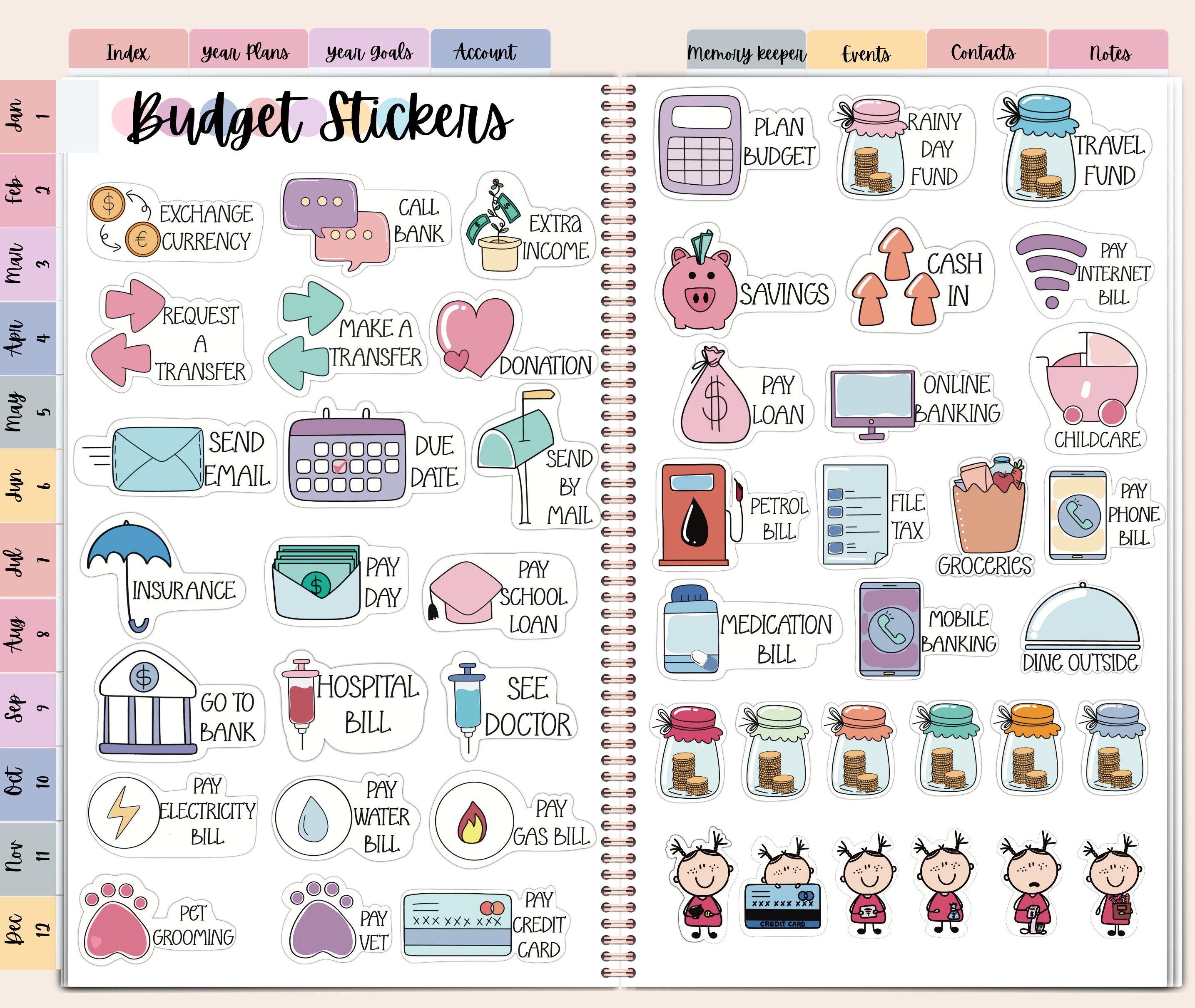 Budget Goodnotes Stickers, Financial Stickers, Budget Digital Stickers ...