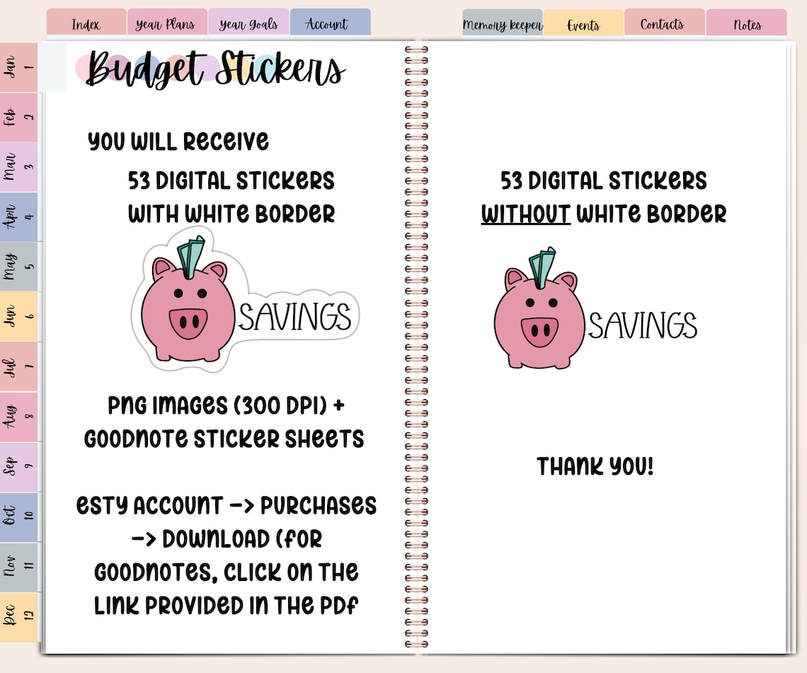Budget Goodnotes Stickers, Financial Stickers, Budget Digital Stickers ...