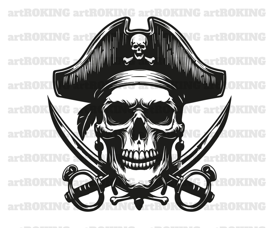 Pirate Skull Svg, Gothic Svg, Skeleton Svg, Skull Shirt, Skull Vector ...