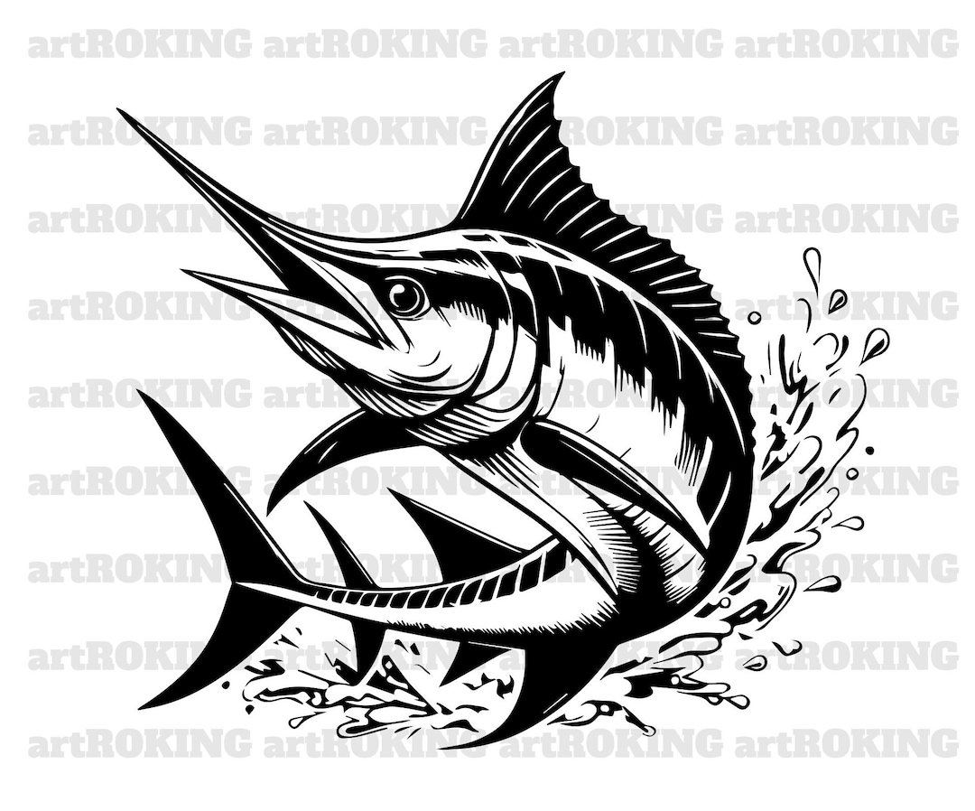 Marlin Fish Vector: Shirt Design, Printable Clipart - Etsy