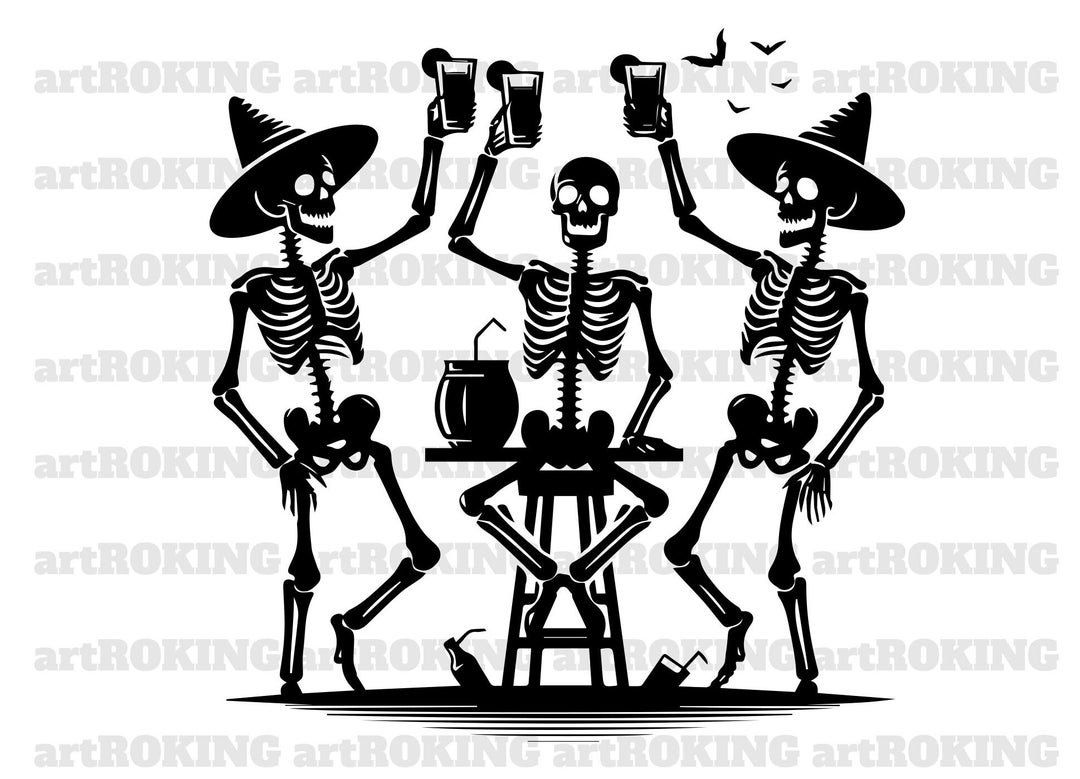 Drinking Skeletons SVG: Halloween Clipart, Skull Vector - Etsy