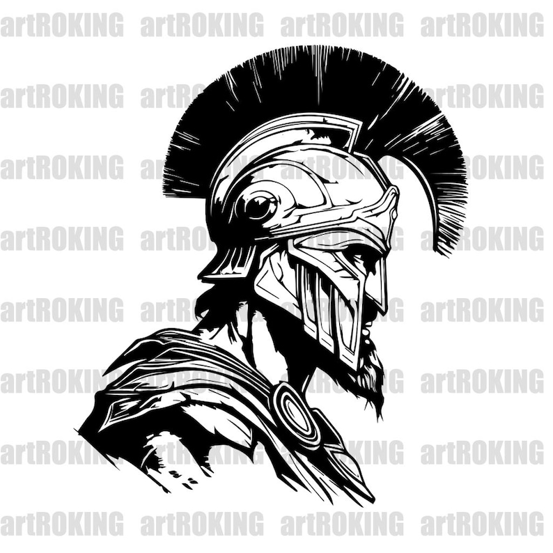 Courageous Spartan Warrior Digital Tattoo Design - Greek Mythology ...