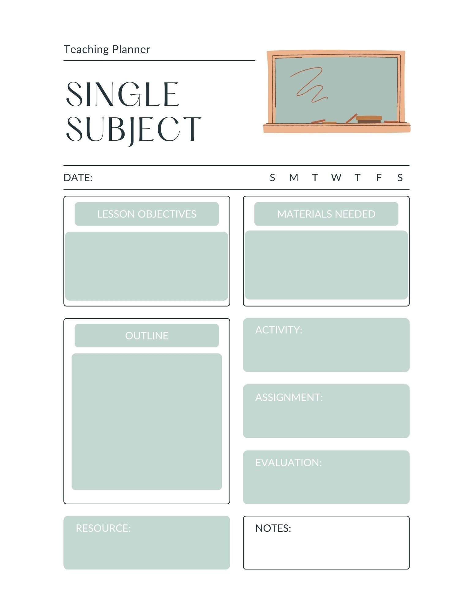 Teacher Lesson Plan Template, Downloadable, Printable, Lesson Plans - Etsy