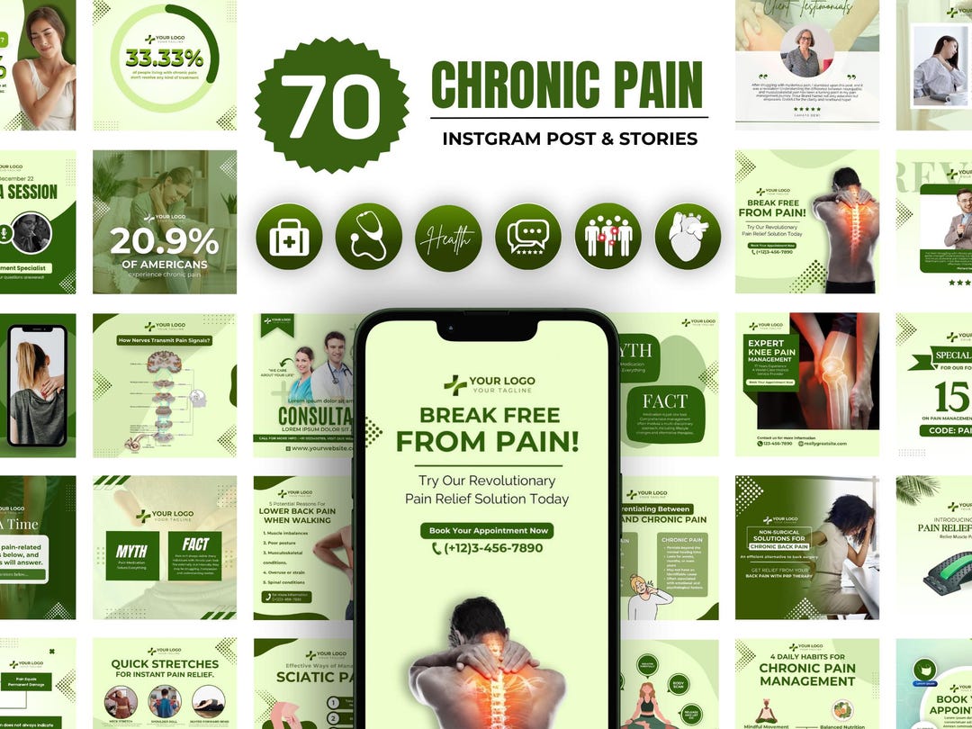 Chronic Pain Instagram Templates: Medical Social Media Canva Posts ...